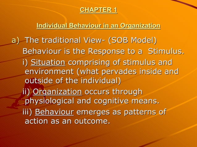 Organisational Behavior: Individual Behavior In An Organization | PDF ...