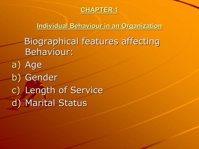 Organisational Behavior: Individual Behavior In An Organization | PDF ...