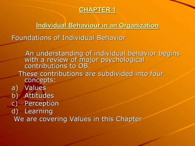 Organisational Behavior: Individual Behavior In An Organization | PDF ...