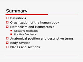 Chapter 1--Organization and General Plan of the Body | PPT