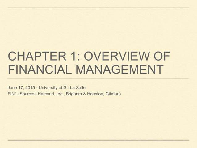 Chapter 1: Overview of Financial Management | PPTX