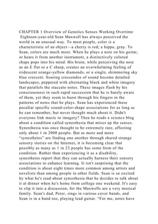 CHAPTER 1 Overview of Genetics Senses Working Overtime Eighteen-.docx