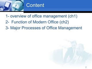 chapter1 overview of OFFICE MANAGEMENT - نسخة.ppt | Business | Business ...