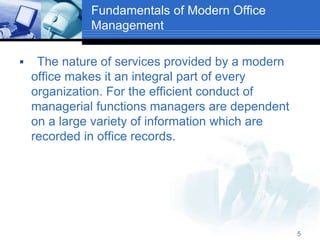 chapter1 overview of OFFICE MANAGEMENT - نسخة.ppt | Business | Business ...