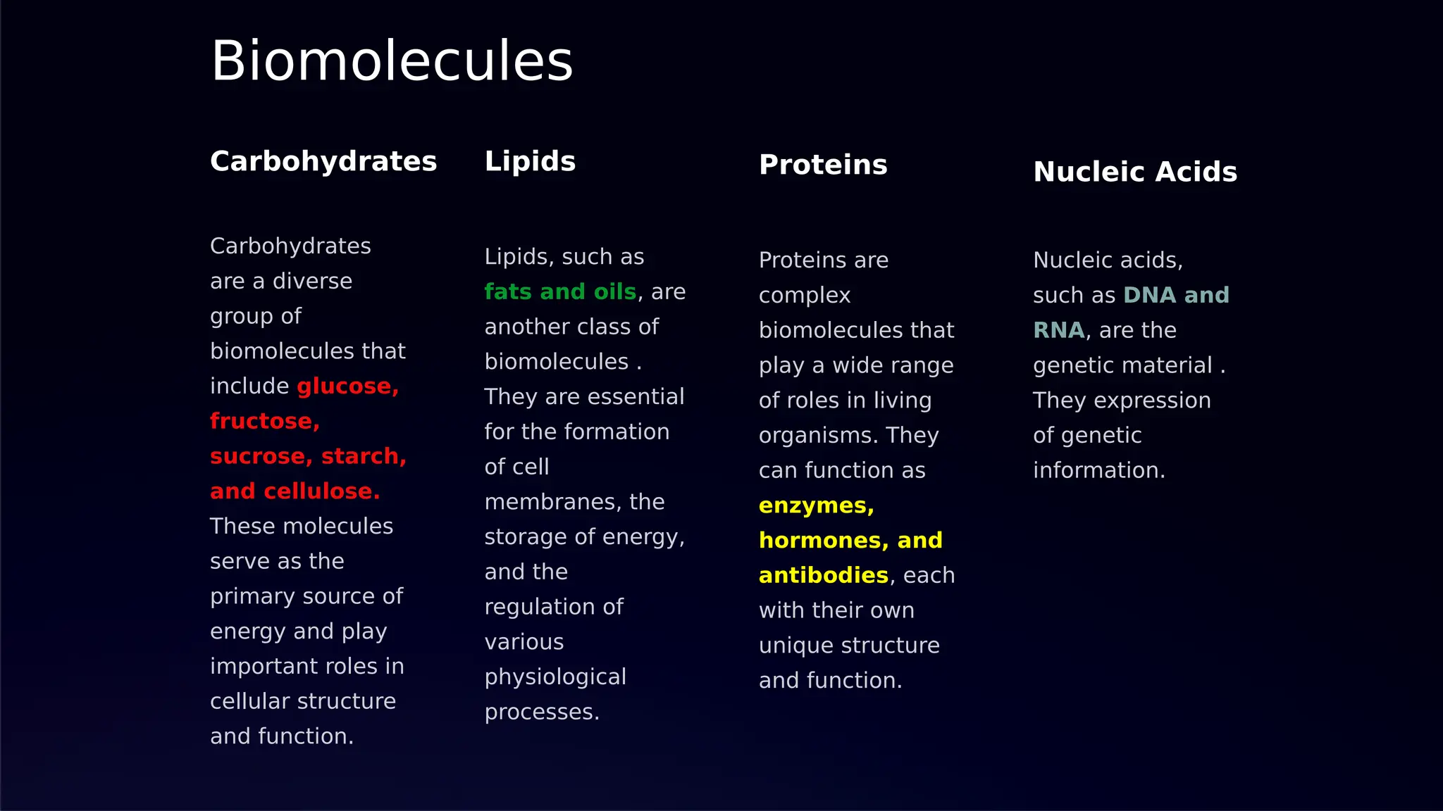 biomolecules there importance and functions | PDF