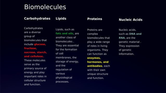 biomolecules there importance and functions | PDF