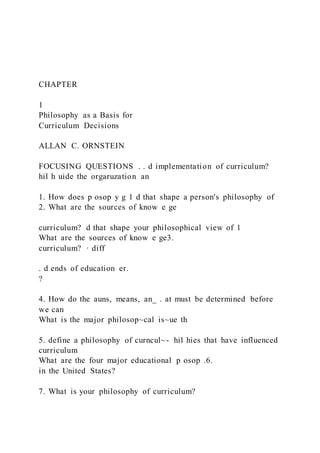 CHAPTER 1 Philosophy as a Basis for Curriculum Decisio | DOCX