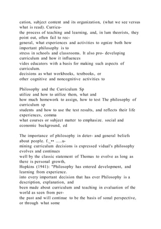 CHAPTER 1 Philosophy as a Basis for Curriculum Decisio | DOCX