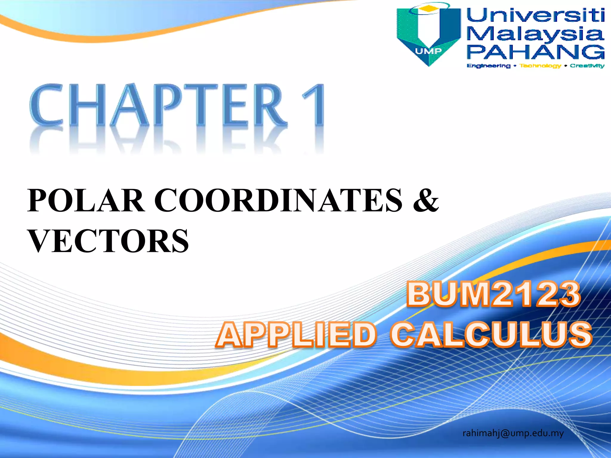 Applied Calculus Chapter 1 polar coordinates and vector | PPTX