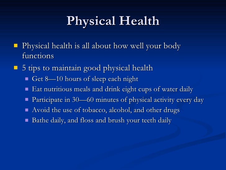 Physical Health Examples Names