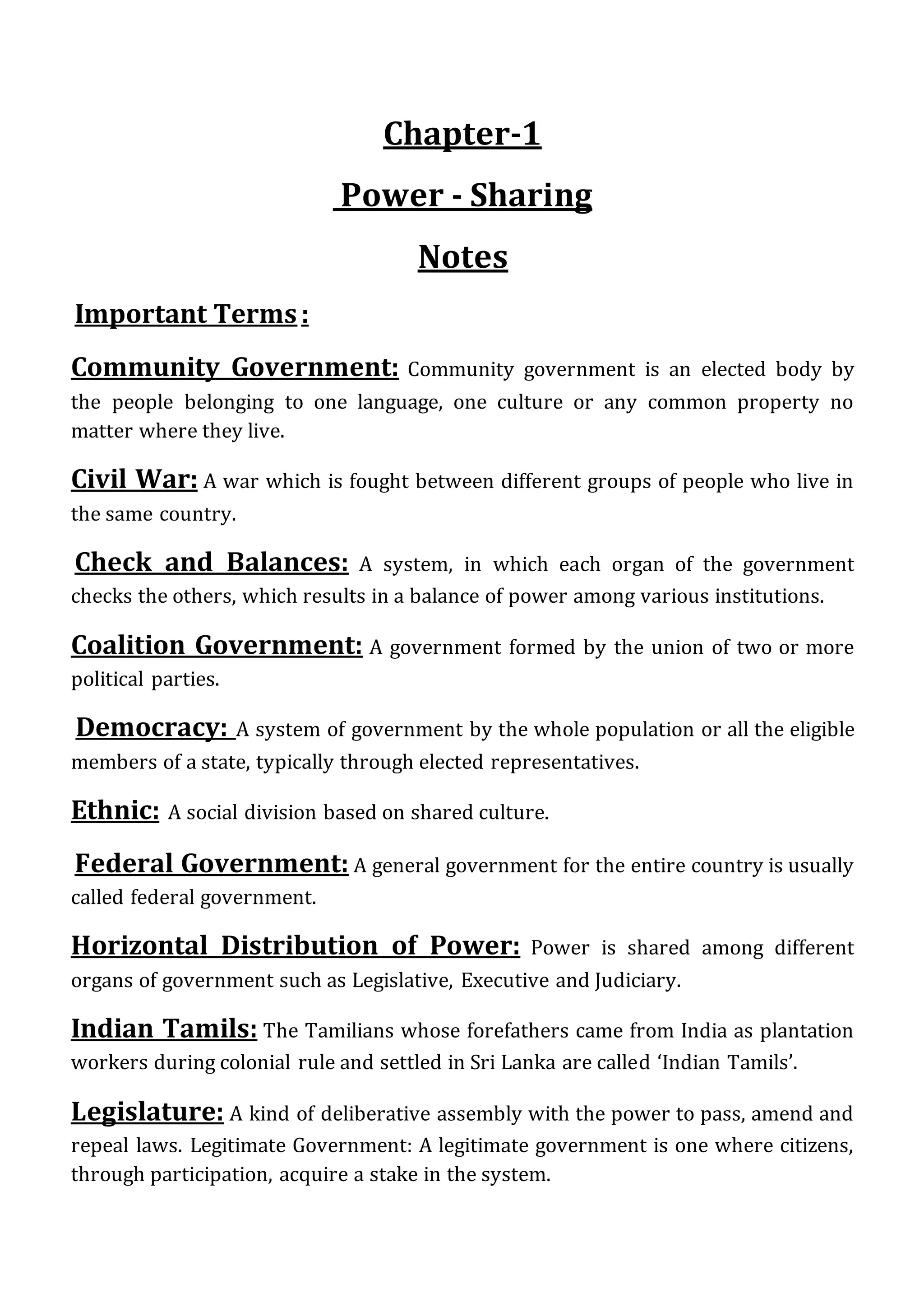 Chapter 1 power sharing | PDF