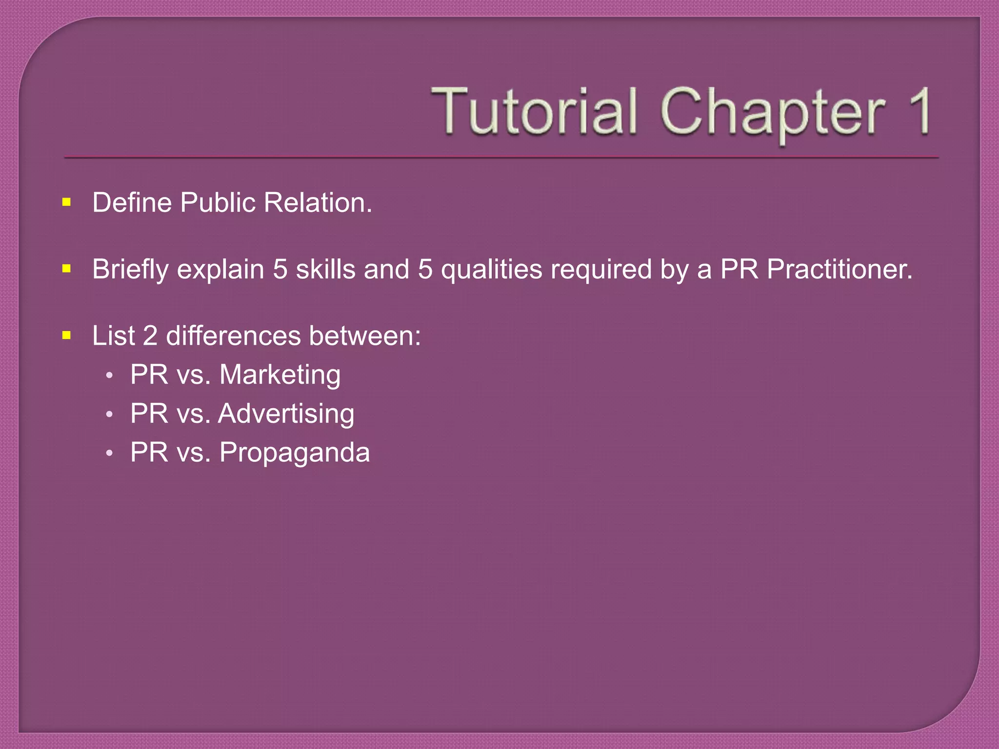 Chapter 1 PUBLIC RELATION | PPT