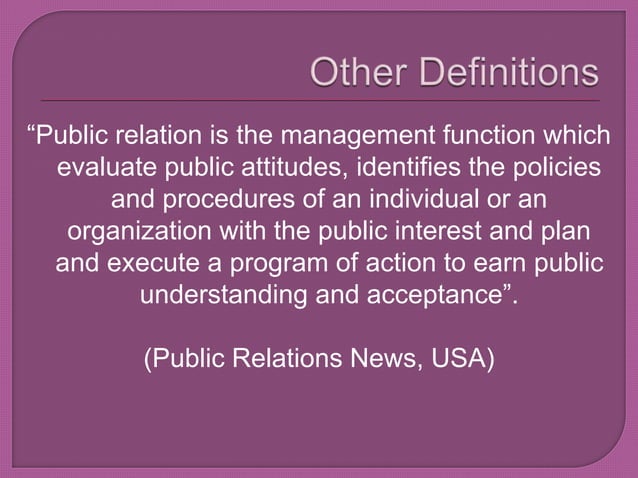 Chapter 1 PUBLIC RELATION | PPT
