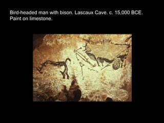 Bird Headed Man With Bison