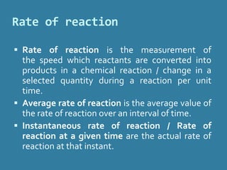 Chapter 1 : Rate of Reaction | PPSX