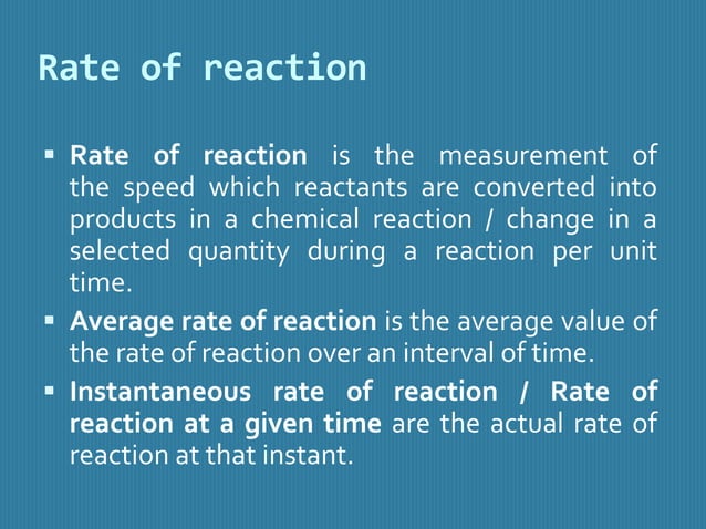 Chapter 1 : Rate of Reaction | PPSX | Chemistry | Science