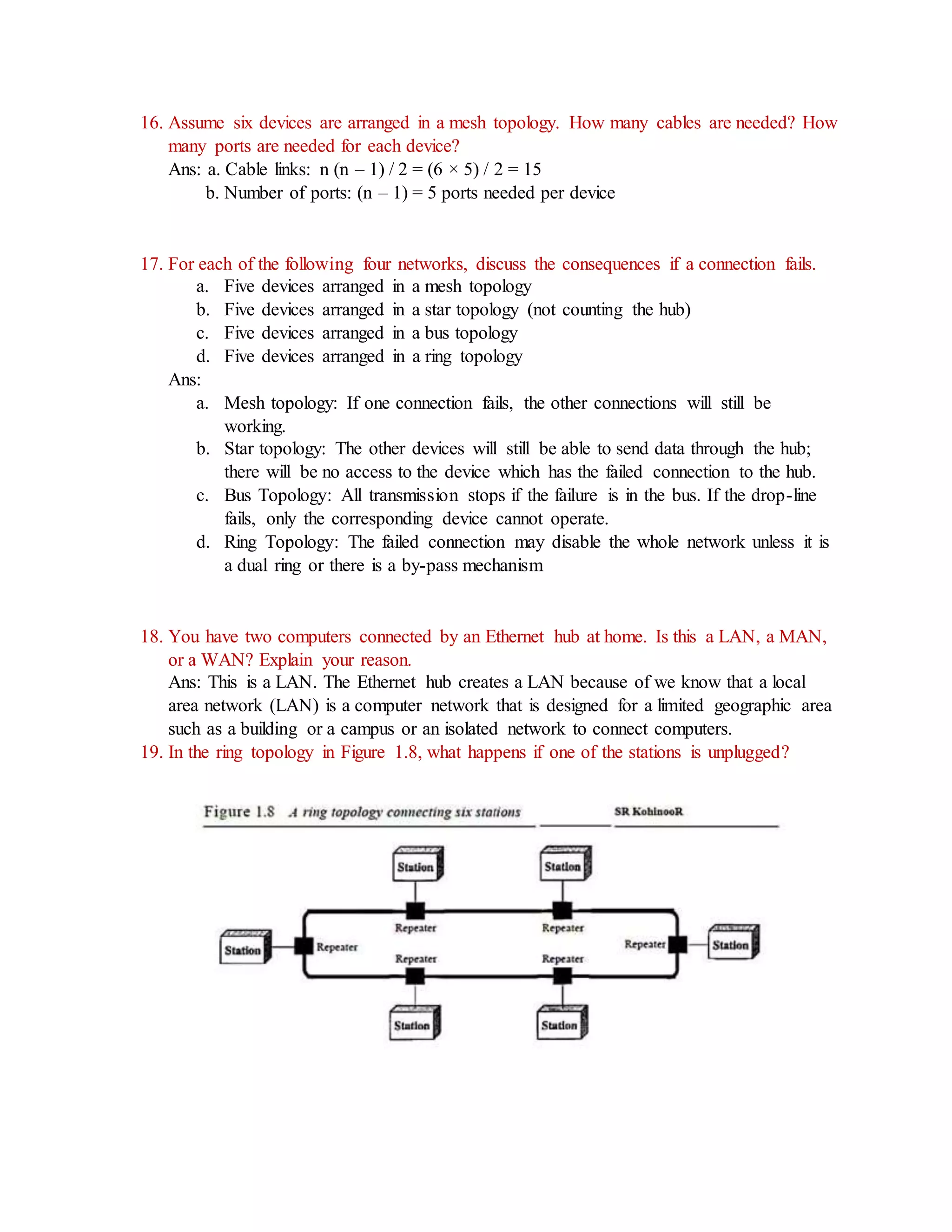 Networking Chapter 1 review questions and answers | DOCX