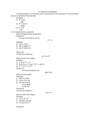 Chapter 1 review topic in algebra 1 | PDF
