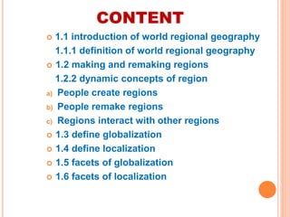 Chapter 1 regional geography | PPTX | Geography | Science