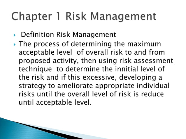 Chapter 1 risk management | PPTX