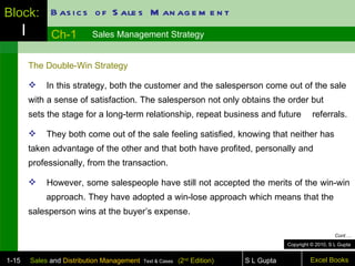 Chapter 1 sales management strategy sales and distribution management | PPT