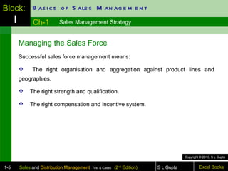 Chapter 1 sales management strategy sales and distribution management | PPT