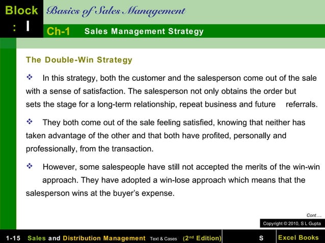 Chapter 1 sales management strategy sales and distribution management ...