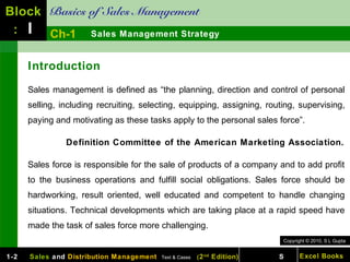 Chapter 1 sales management strategy sales and distribution management ...