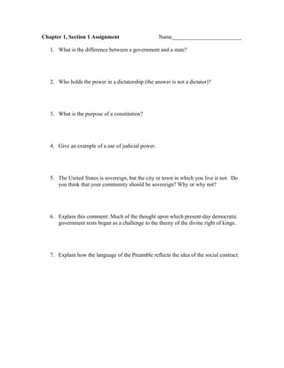 Chapter 1 section 1 questions | PDF