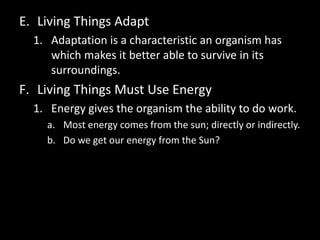 Chapter 1 section 2 (living things) 2011 | PPT