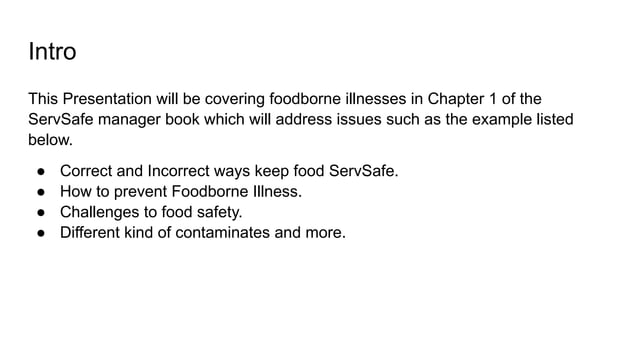 Chapter 1 ServSafe high school presentation | PPT