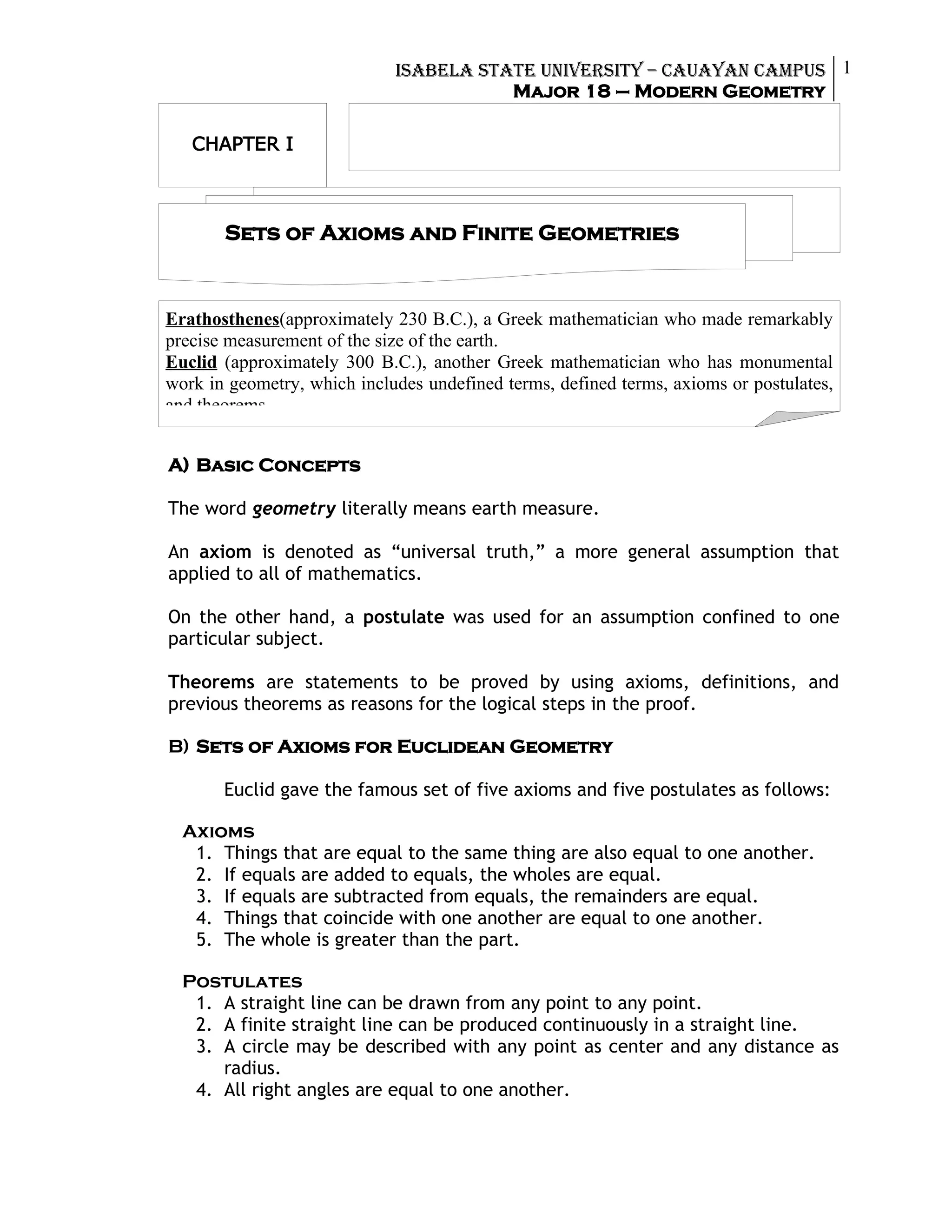 CHAPTER 1 Sets of Axioms and Finite Geometries (1).docx