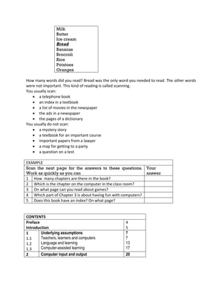 Chapter 1 skimming & scanning | PDF