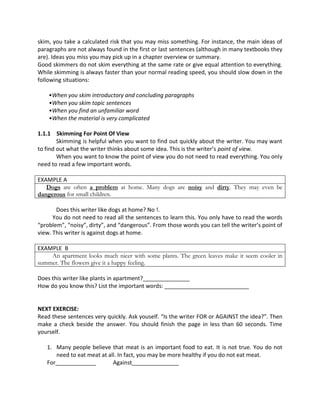 Chapter 1 skimming & scanning | PDF