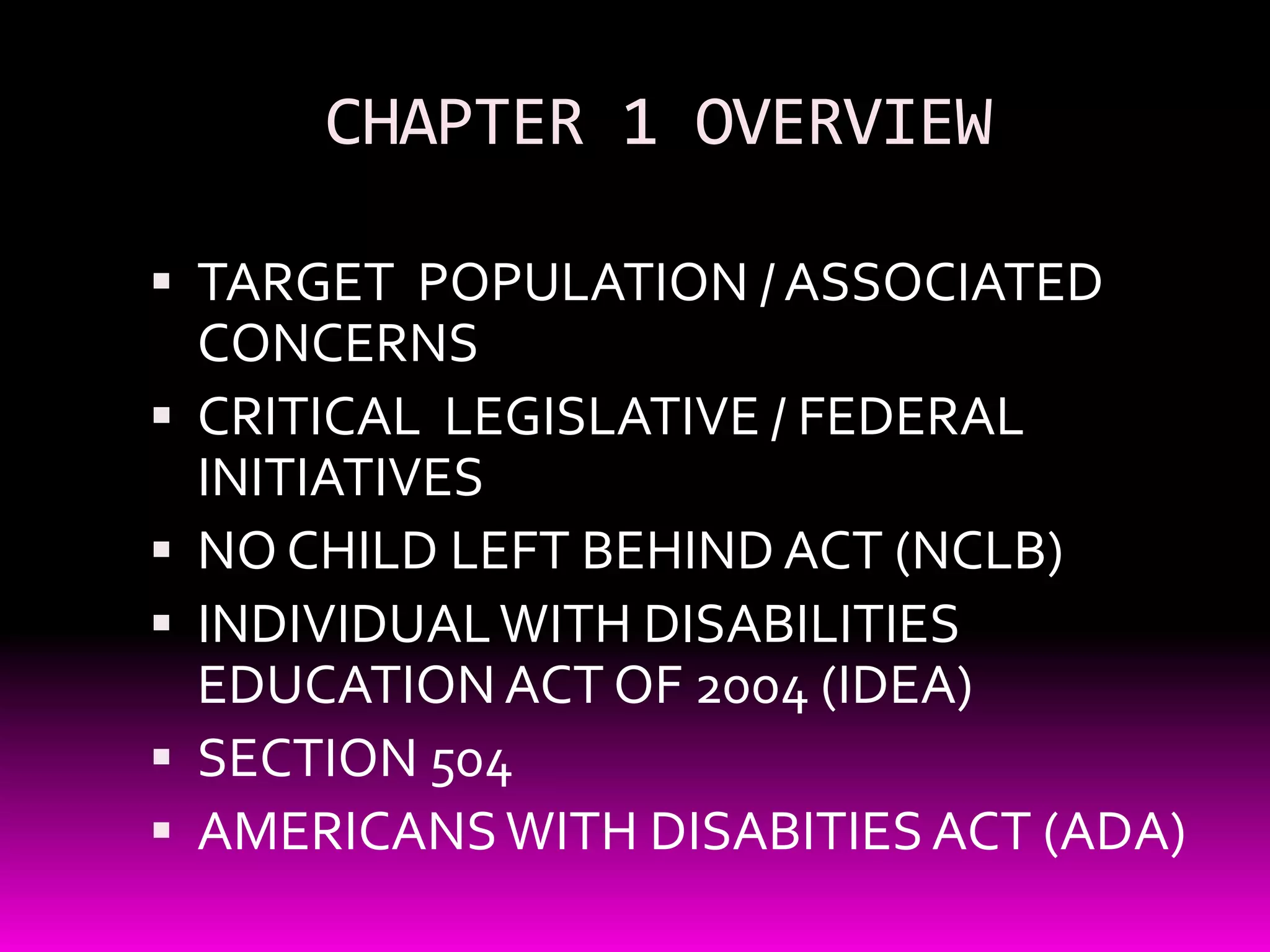 Chapter 1 (Sped 413) powerpoint | PPT