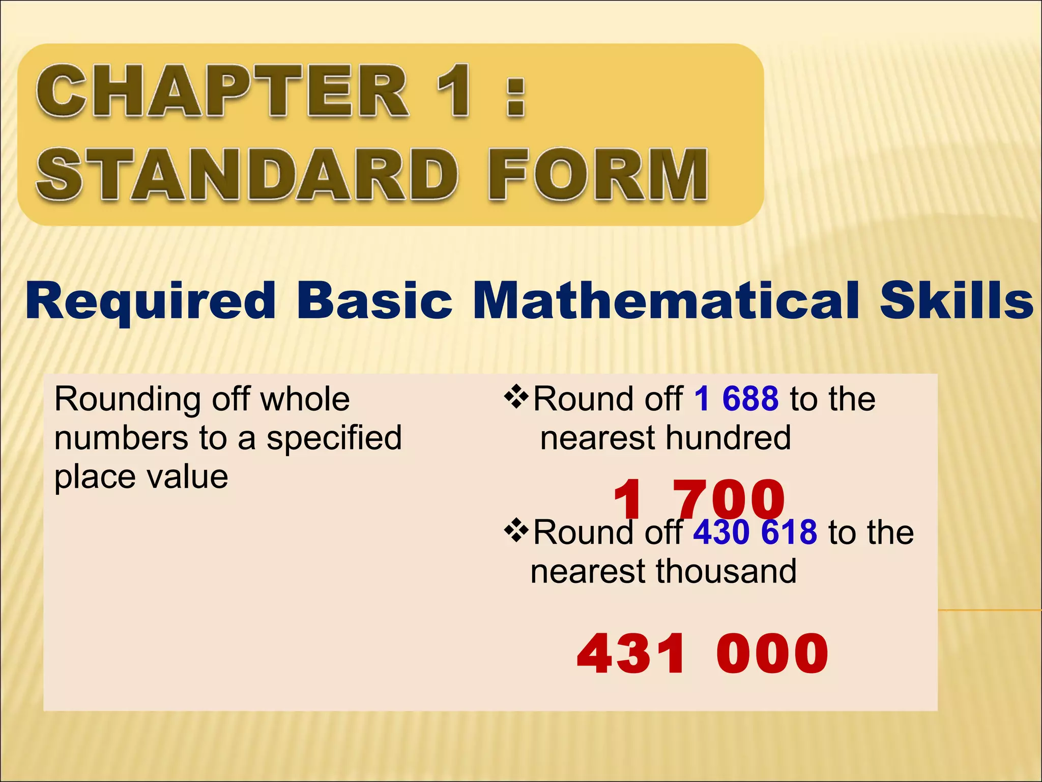 Chapter 1 standard form | PPT