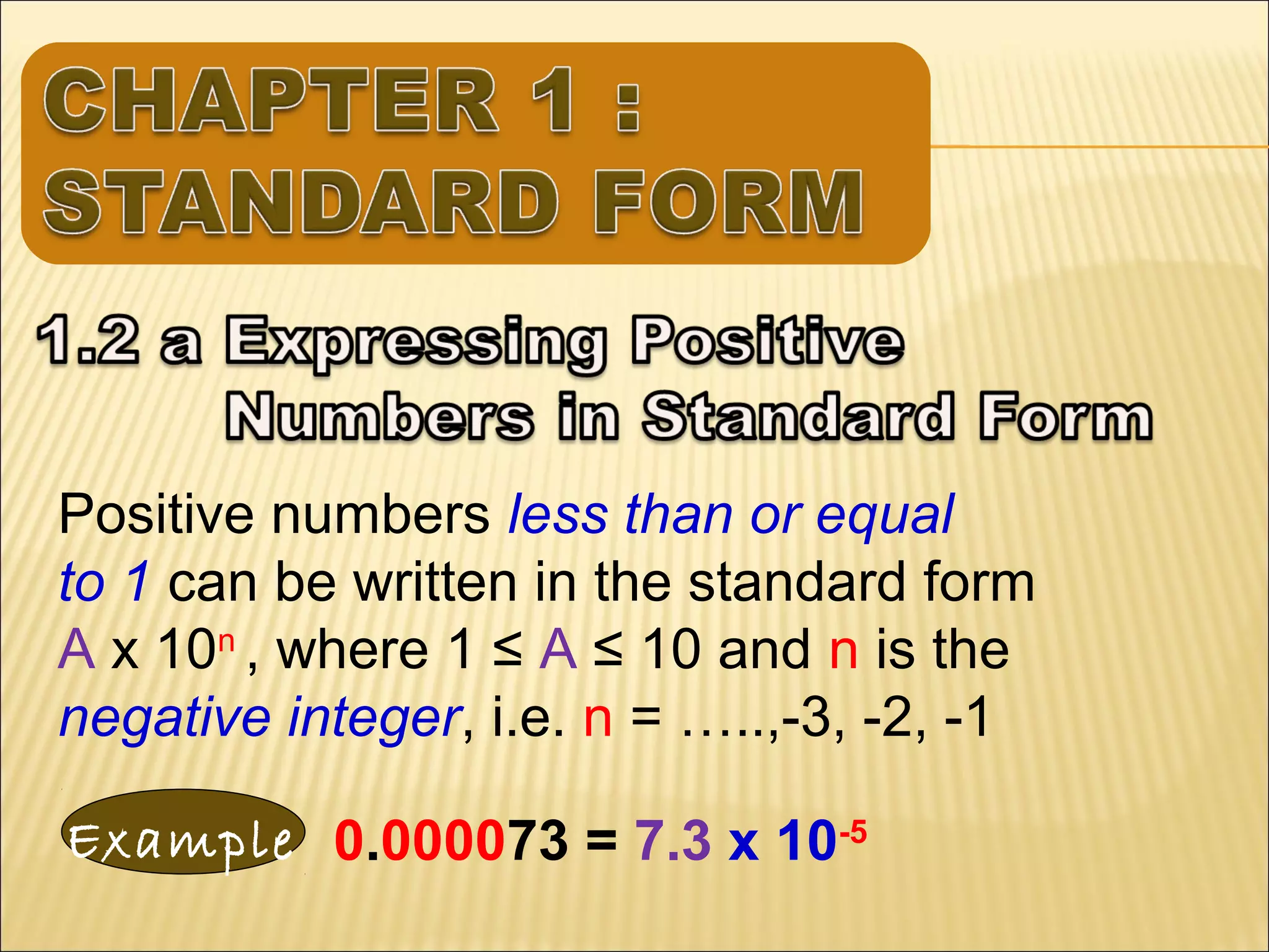Chapter 1 standard form | PPT