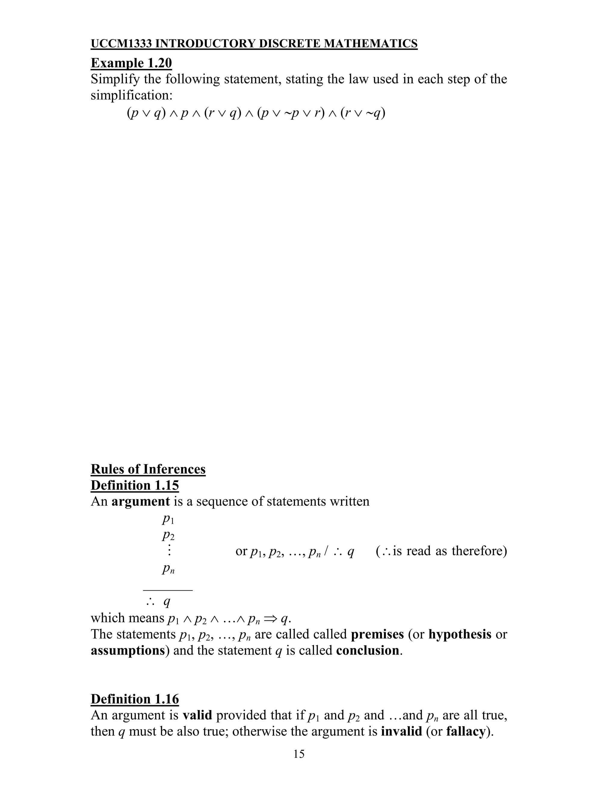 Chapter 1 Logic of Compound Statements | PDF