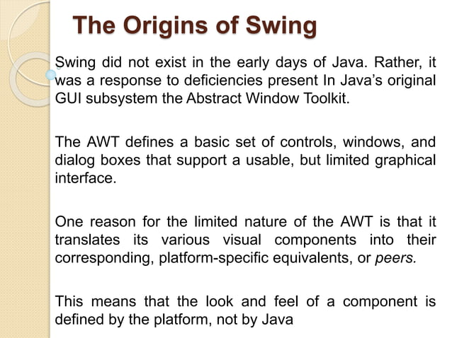 Chapter 1 swings | PPTX | Programming Languages | Computing