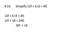 Chapter 1 test corrections (algebra) | PPTX