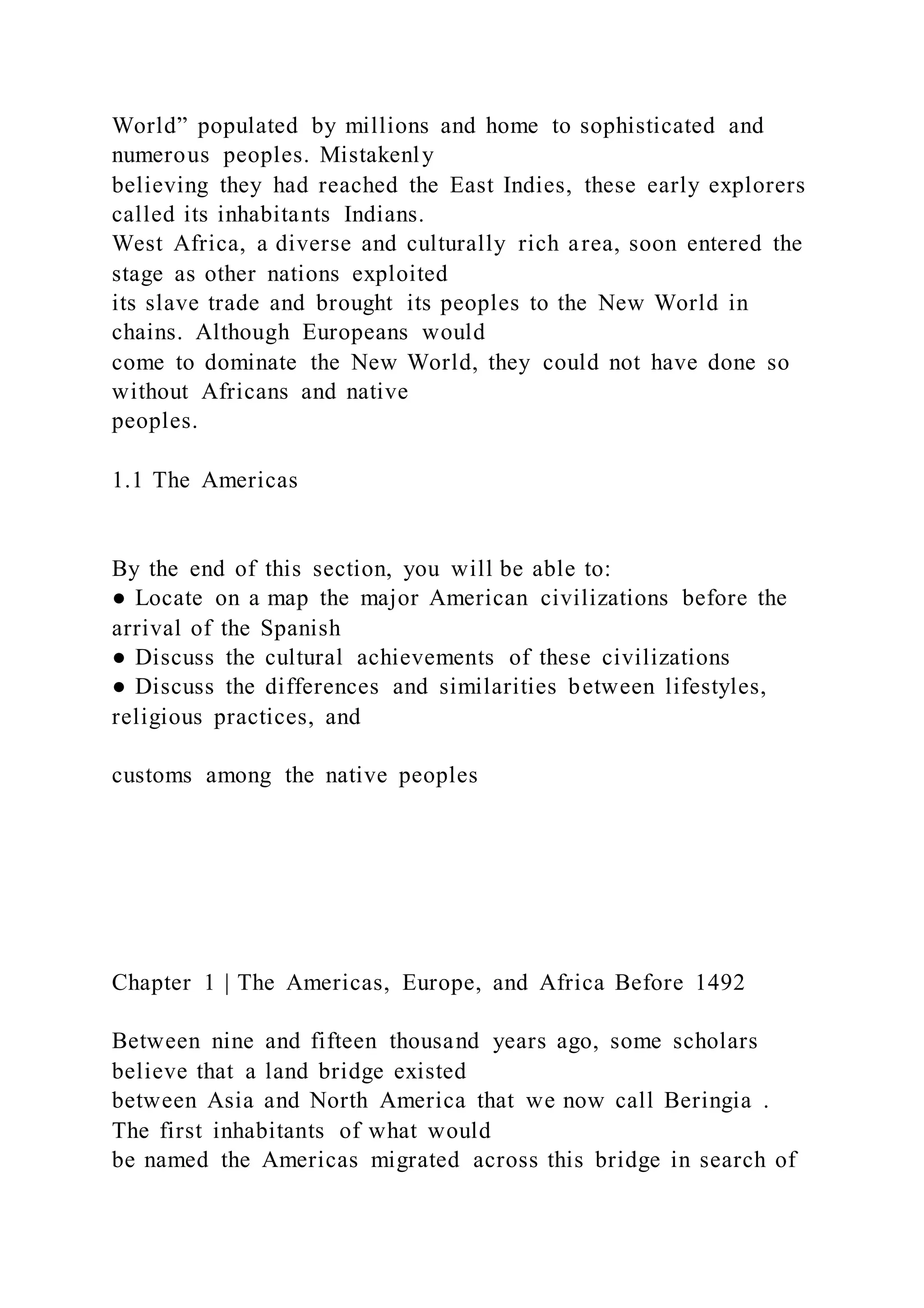 Chapter 1 The Americas, Europe, and Africa Before 1492 | DOCX ...