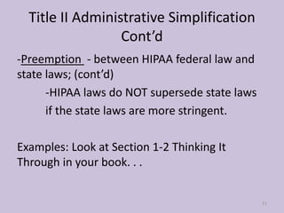 Chapter 1 the goal of hipaa administrative simplification | PPTX