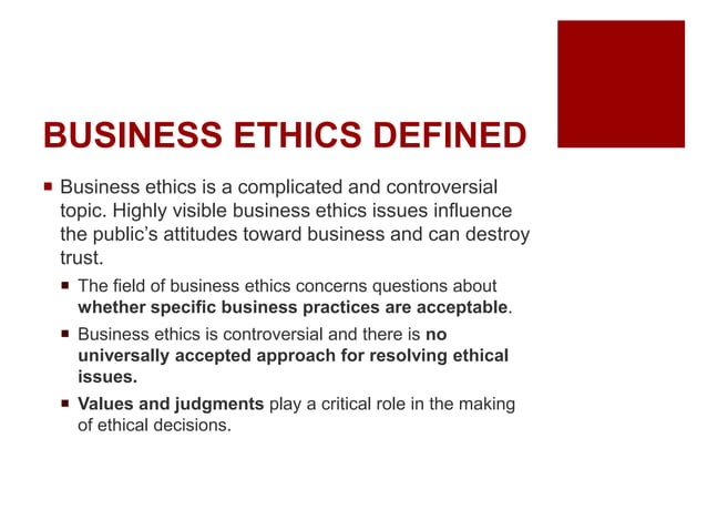 Chapter 1: The Importance of Business Ethics | PPTX