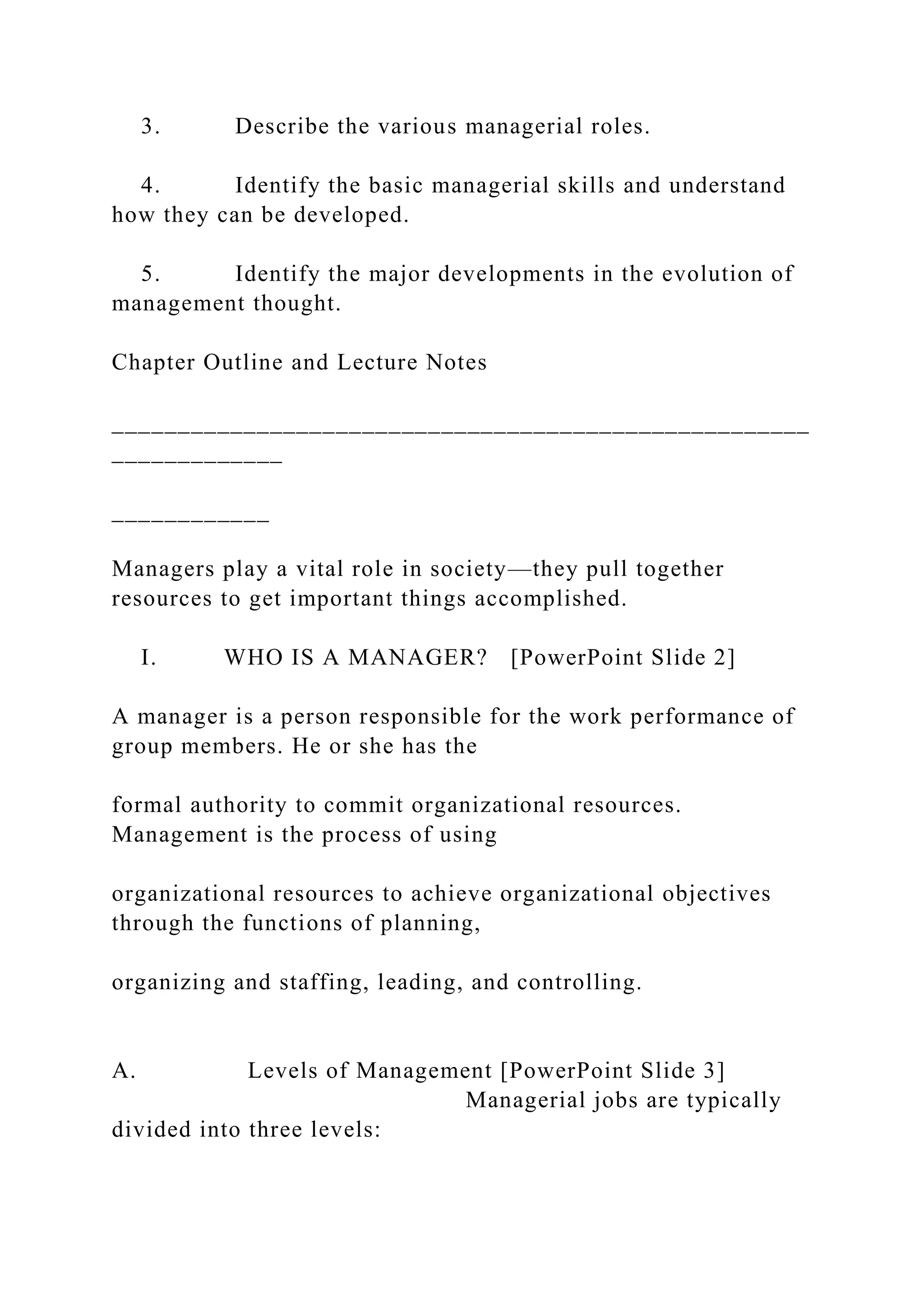 Chapter 1 THE MANAGER’S JOB [PowerPoint Slide 1] The p.docx