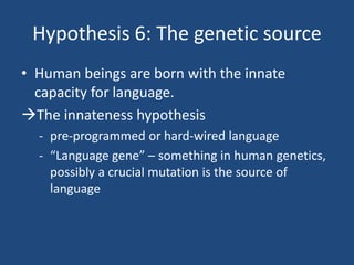 Chapter 1 the origins of language | PDF