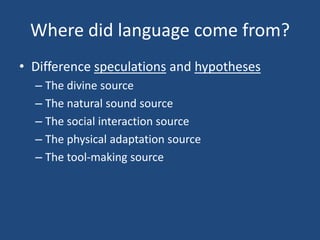 Chapter 1 the origins of language | PDF