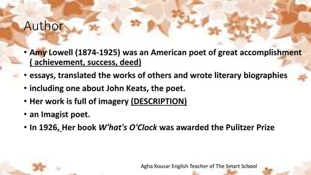 The Poem By Amy Lowel | PPT