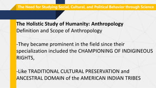 Chapter 1 THE SCOPE OF ANTHROPOLOGY, SOCIOLOGY, AND POLITICAL SCIENCE ...