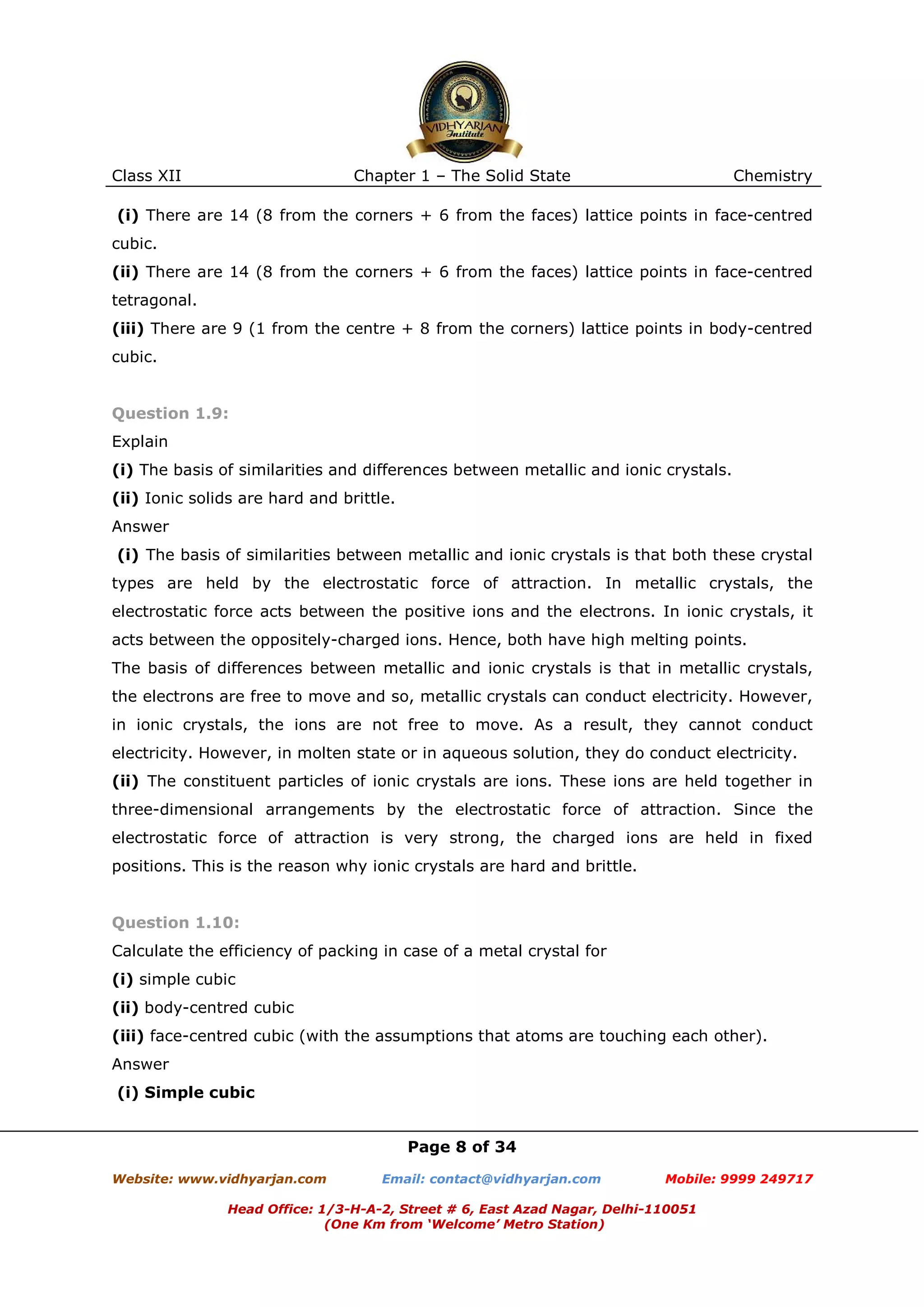 Chapter 1 the solid state | PDF