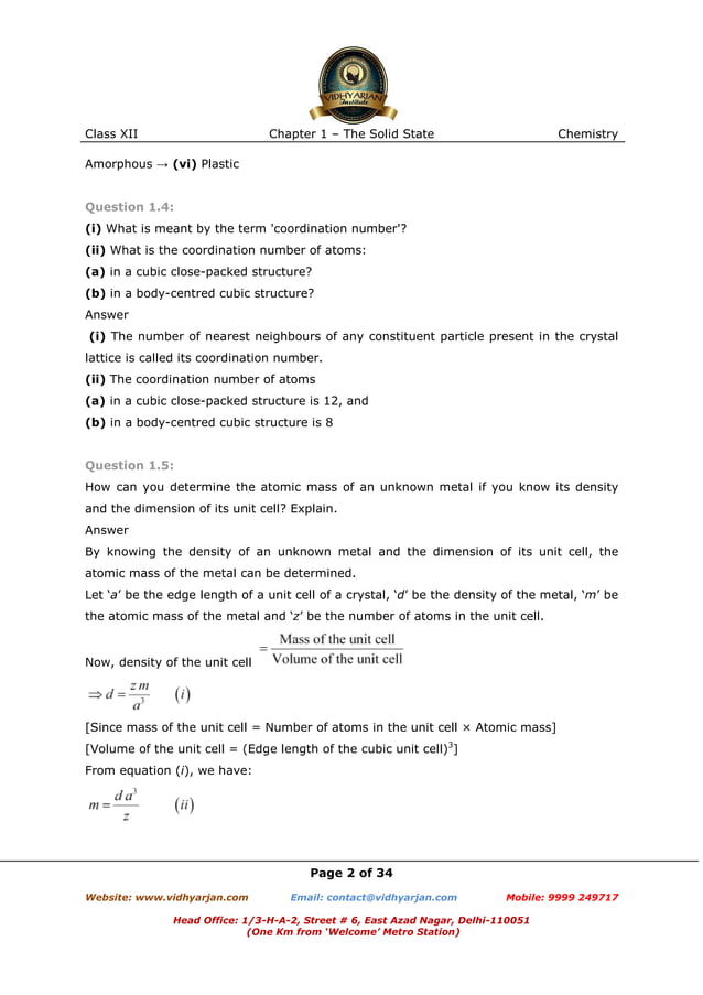 Chapter 1 the solid state | PDF